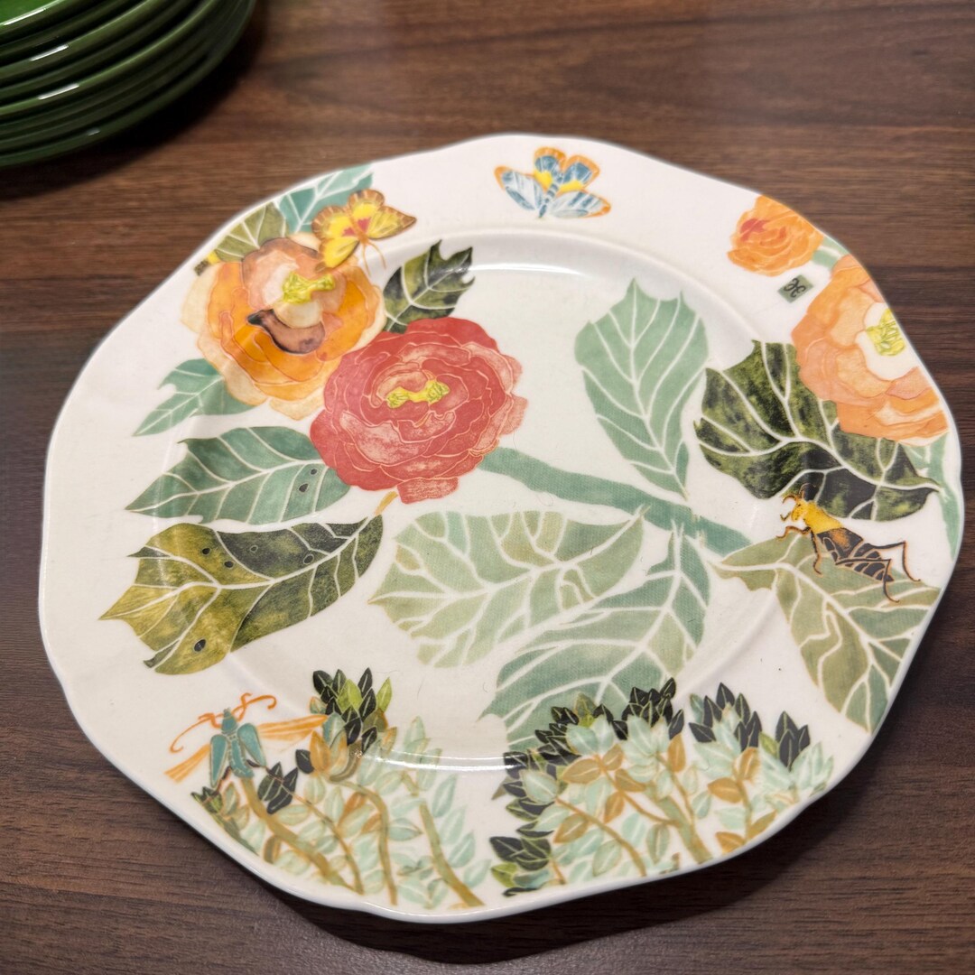 Collectible Plate Anthropologie Shelley Hesse New Orleans Floral Insect ...
