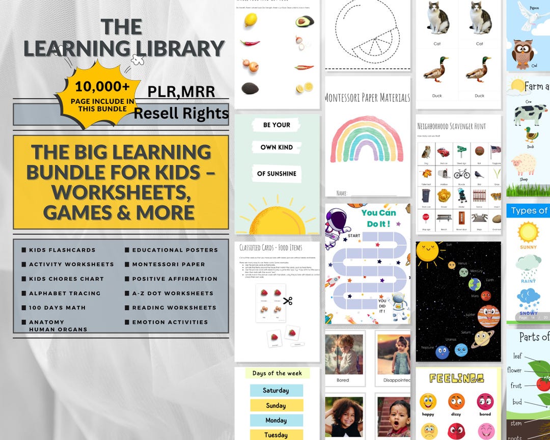 Learning Bundle,educational Worksheet and Activities for Children ...