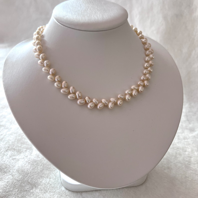 6MM Fresh Water Pearl Necklace, Ear of Corn Shape Pearl Necklace,gold ...