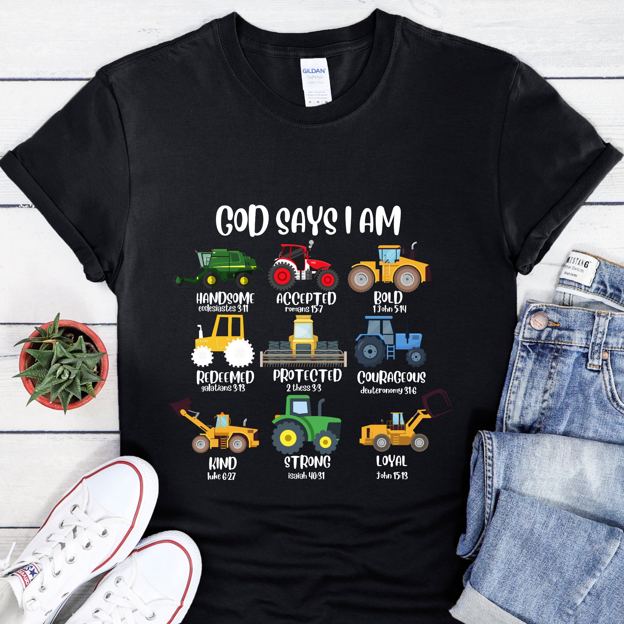God Says I Am Construction Shirt, Bible Verse Kids Shirt, Bible Verse ...