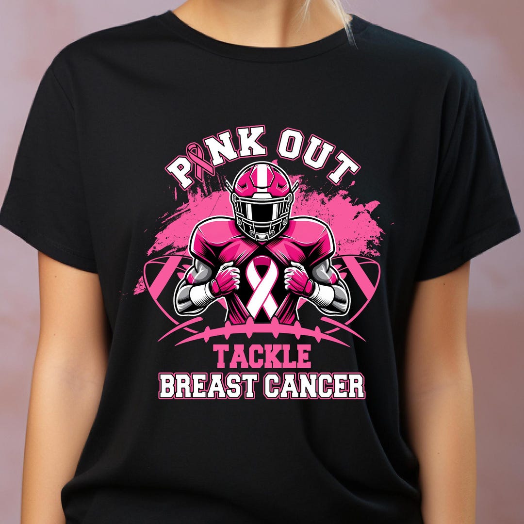 Pink Out Tackle Breast Cancer Awareness Football Shirt, Tackle Breast ...