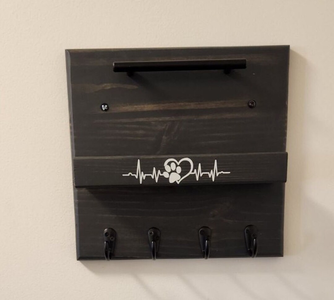Dark Grey-key Holder wooden LEASH HOLDER Wall Art Wood Key Organizer ...