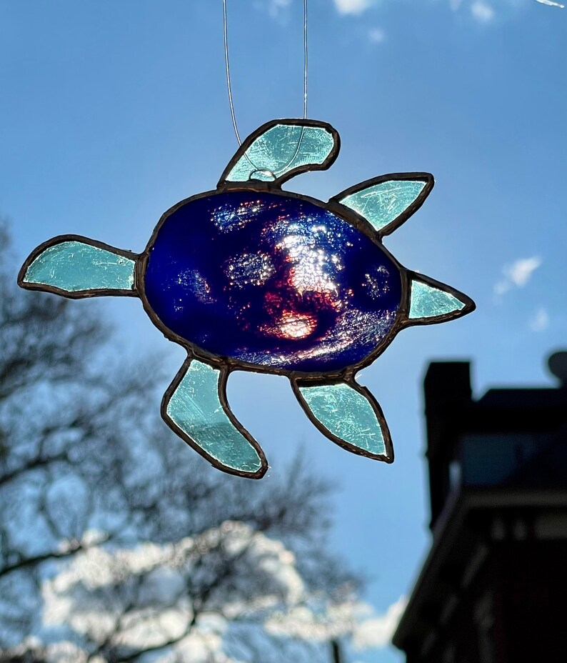 Custom Stained Glass Turtle Tortoise Ornament Sun Catcher Art - Etsy