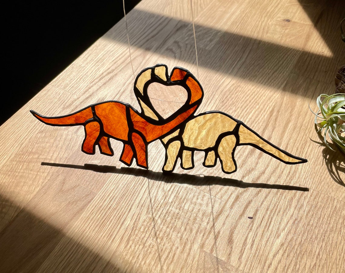 Handmade Stained Glass Dinosaur Brontosaurus T-rex - Etsy