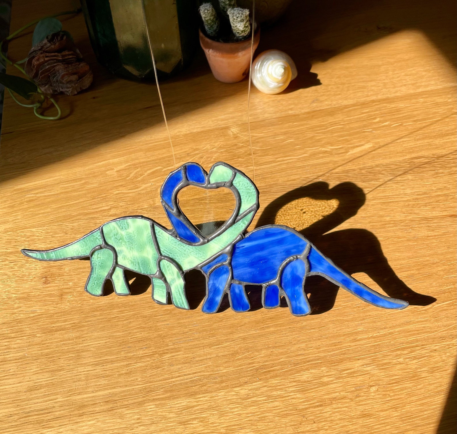 Handmade Stained Glass Dinosaur Brontosaurus T-rex - Etsy