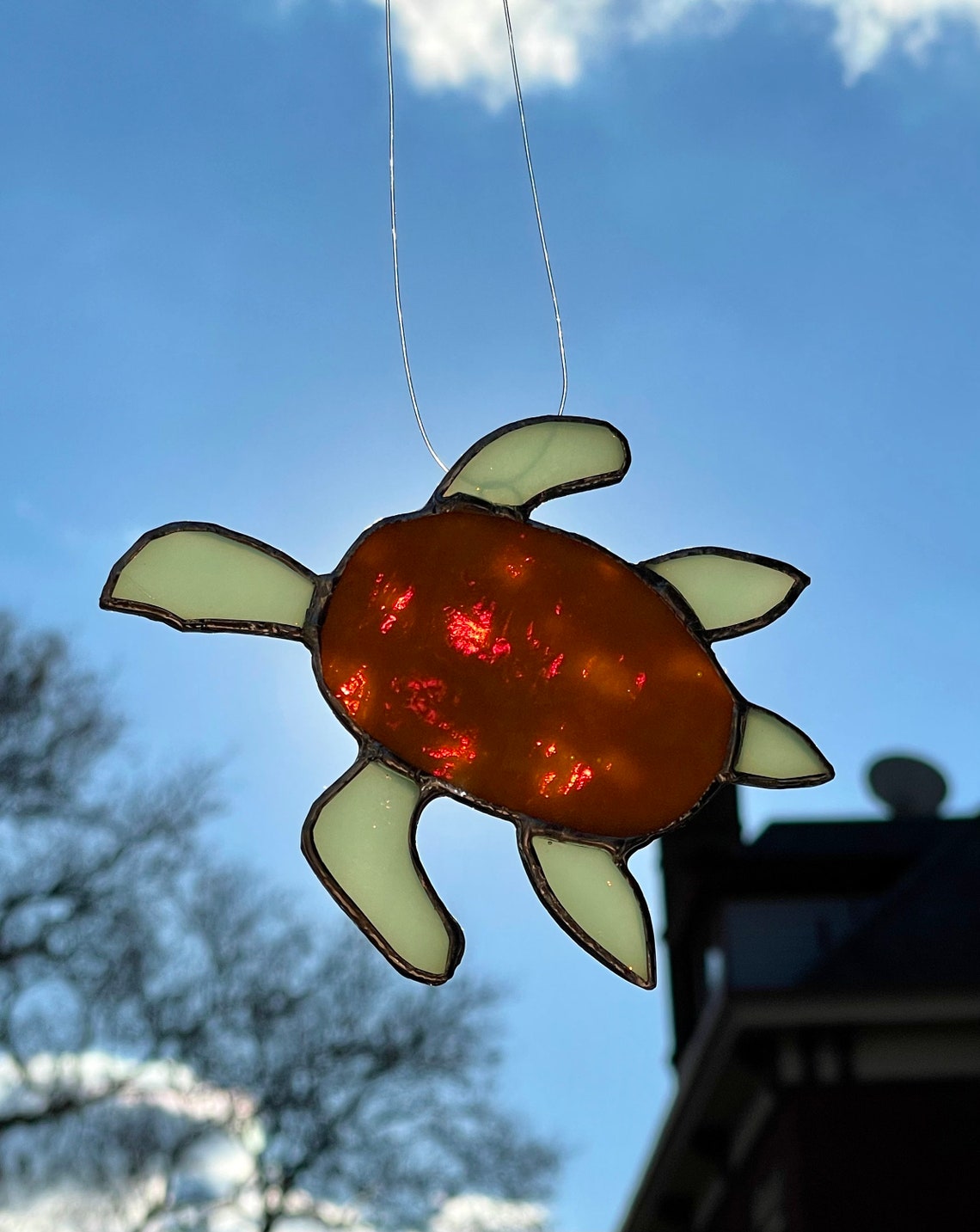 Custom Stained Glass Turtle Tortoise Ornament Sun Catcher Art - Etsy