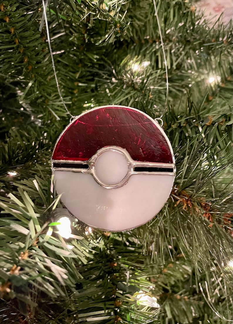 Stained Glass Pokémon Ball Ornament or Sun Catcher - Pikachu Christmas ...
