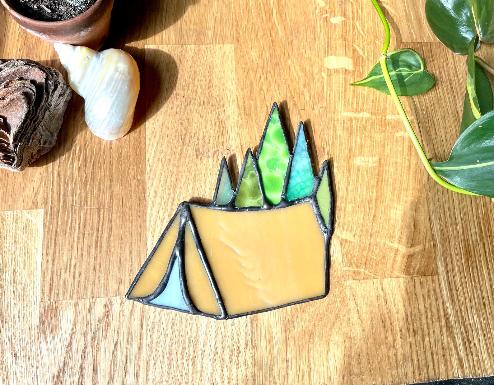 Handmade Stained Glass Nature Scene Camping Hiking Tent Sun - Etsy