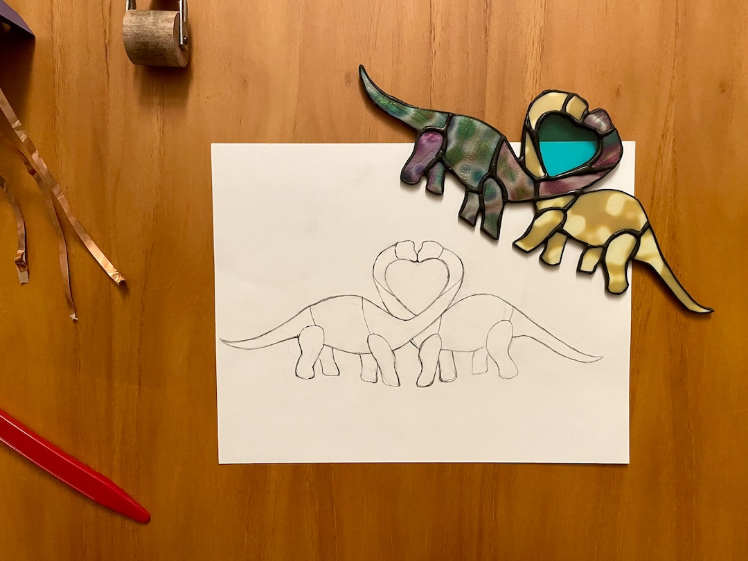 Handmade Stained Glass Dinosaur Brontosaurus T-rex Intermediate PDF ...