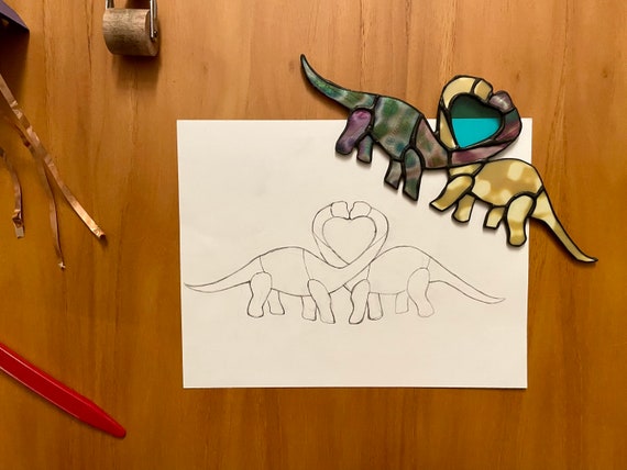 Handmade Stained Glass Dinosaur Brontosaurus T-rex - Etsy