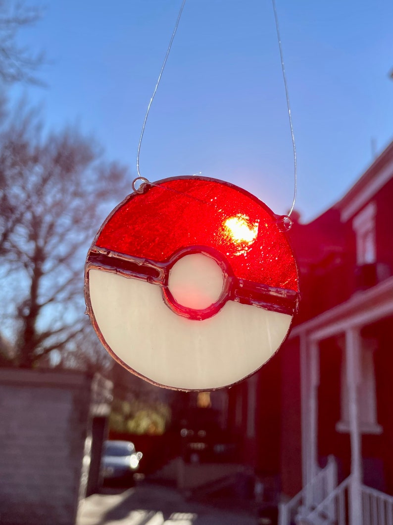 Stained Glass Pokémon Ball Ornament or Sun Catcher - Pikachu Christmas ...