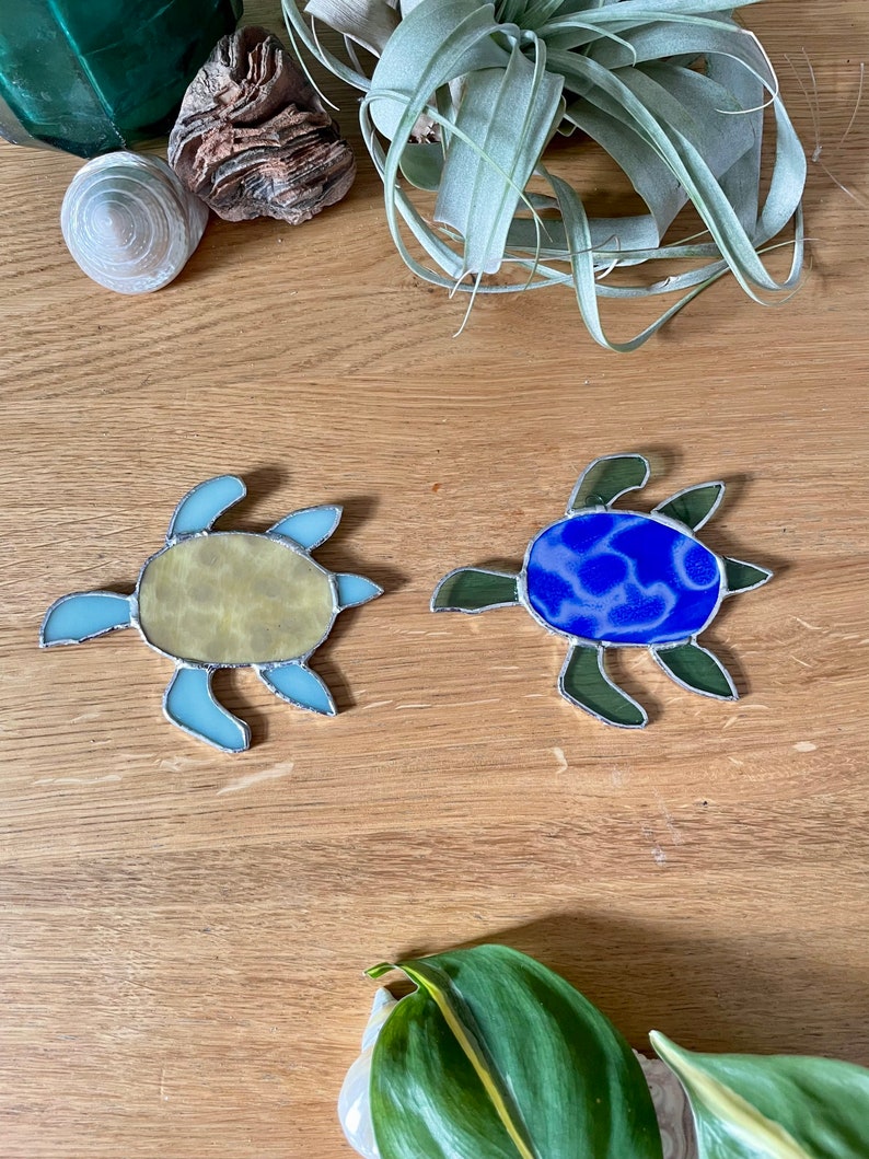 Custom Stained Glass Turtle Tortoise Ornament Sun Catcher Art - Etsy
