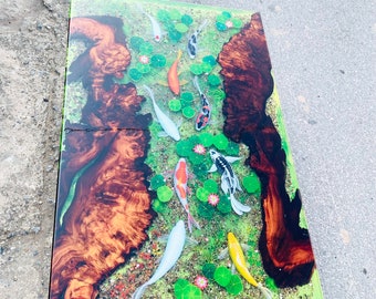 Koi Fish Resin Epoxy Coffee Table Rectangle Resin Epoxy Coffee Table ...