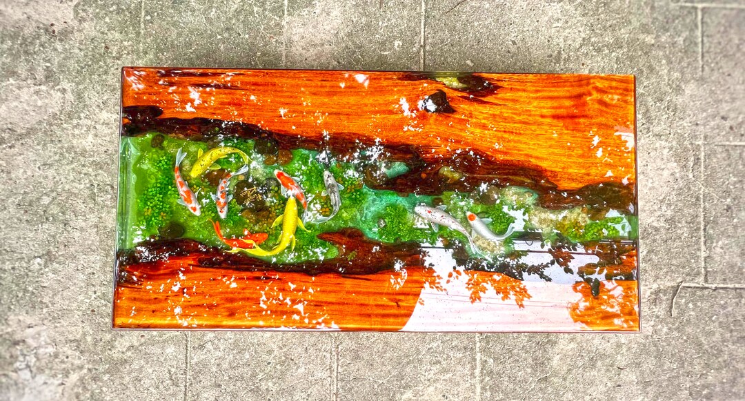 Koi Fish Resin Coffee Table | Handmade Resin Table | Resin Dining Table ...