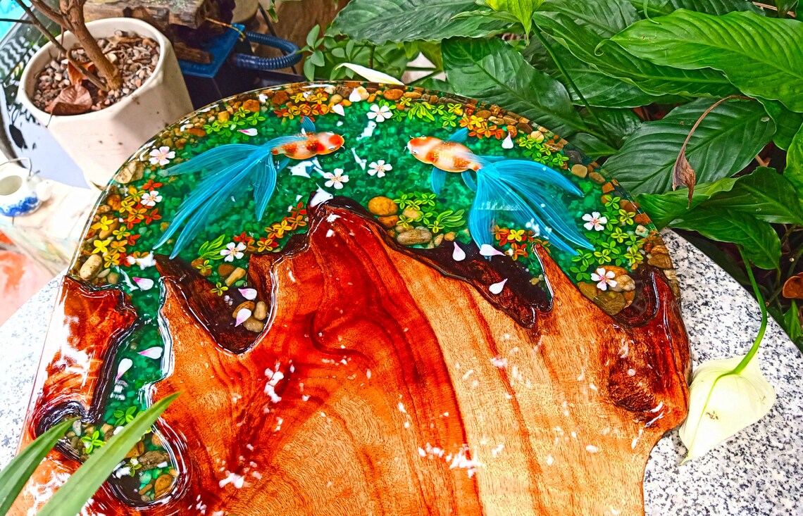 Koi Fish Resin Epoxy Coffee Table Rectangle Resin Epoxy - Etsy