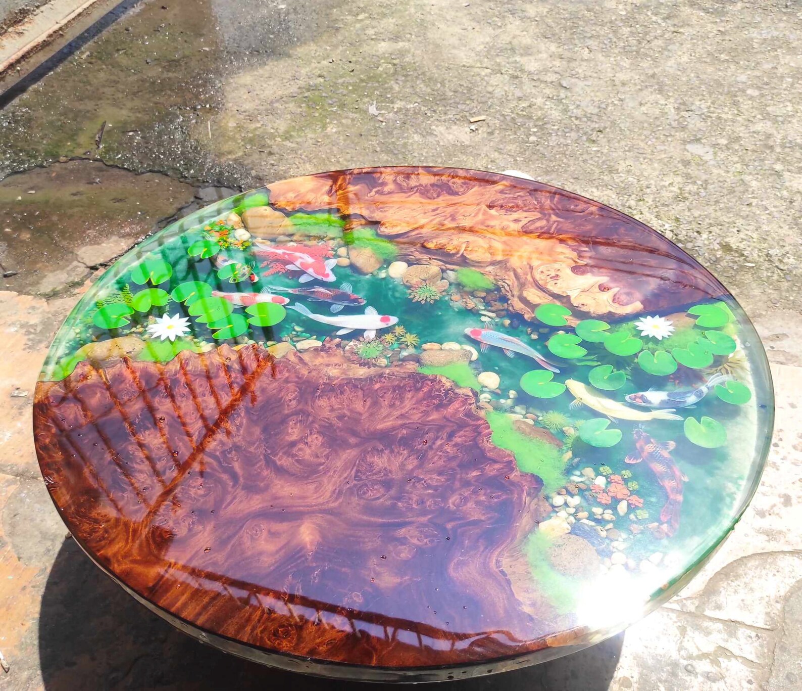 Koi Fish Resin Epoxy Coffee Table Round Resin Epoxy Coffee - Etsy