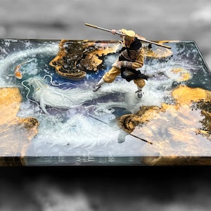 Dragon-koi Fish Resin Epoxy Coffee Table | Rectangle Resin Epoxy Coffee ...