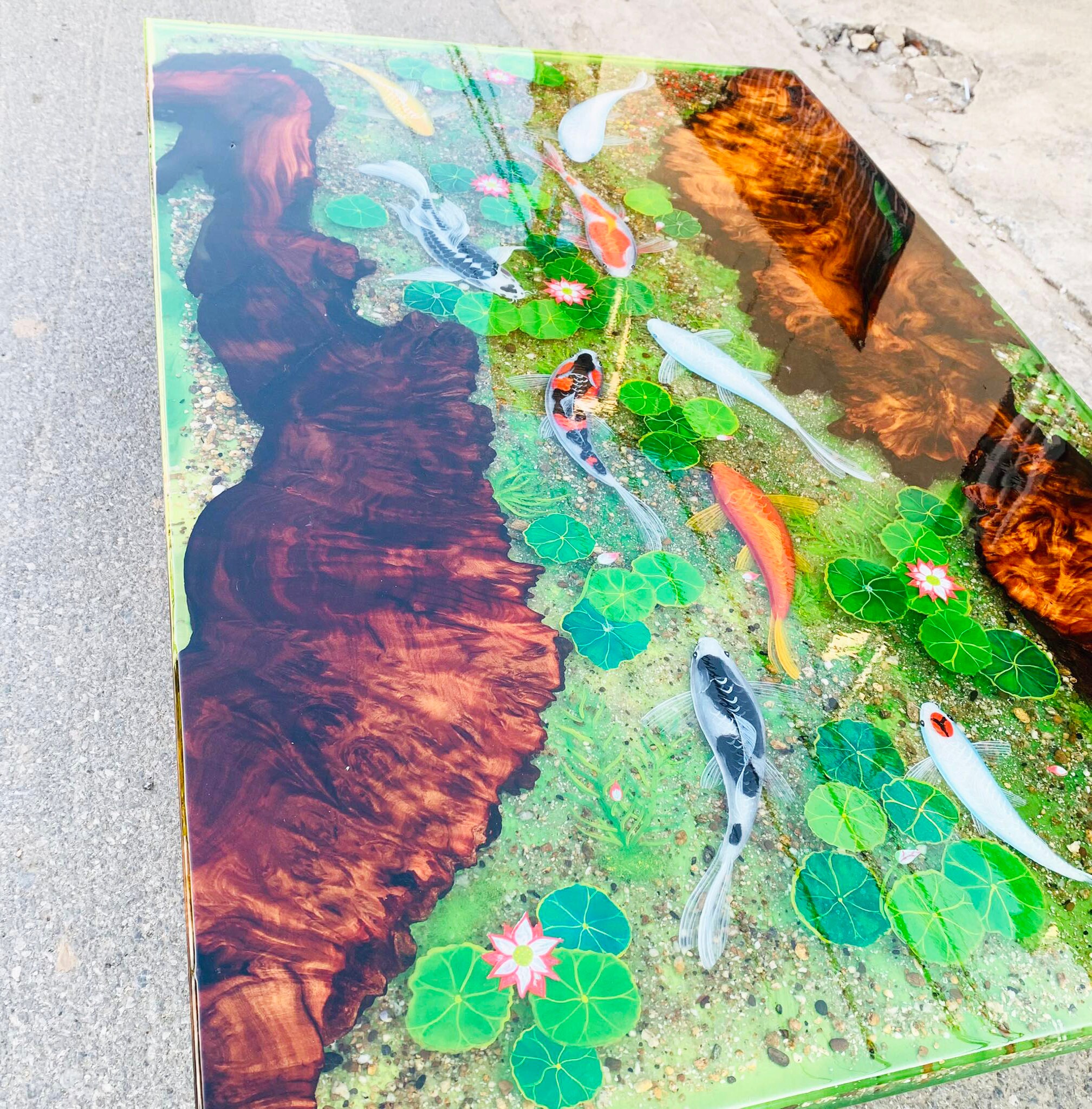 Koi Fish Resin Epoxy Living Room Table Rectangle Resin Epoxy - Etsy