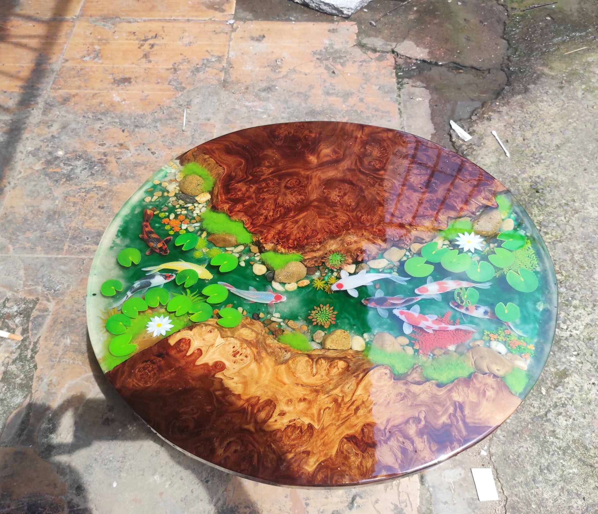 Koi Fish Resin Epoxy Coffee Table Round Resin Epoxy Coffee - Etsy