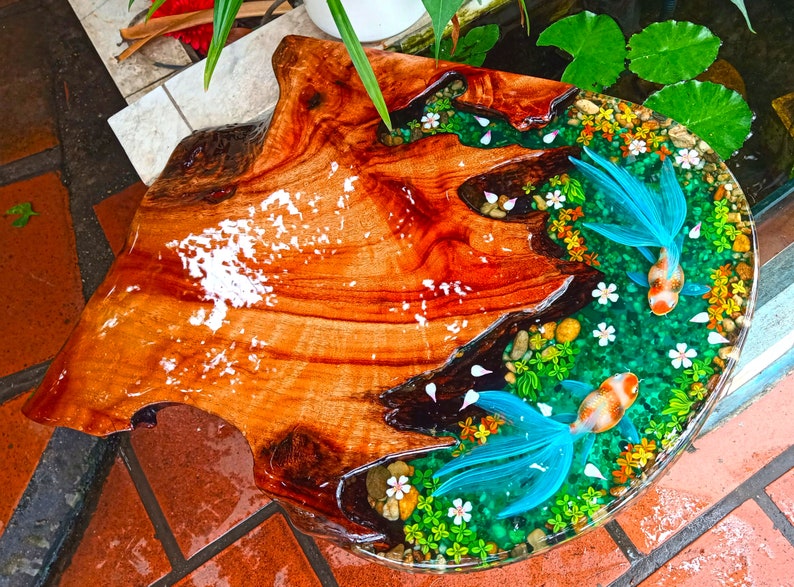 Koi Fish Resin Epoxy Coffee Table Rectangle Resin Epoxy - Etsy