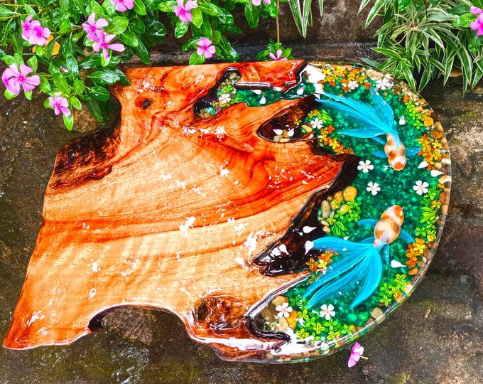 Koi Fish Resin Epoxy Coffee Table | Rectangle Resin Epoxy Coffee Table ...