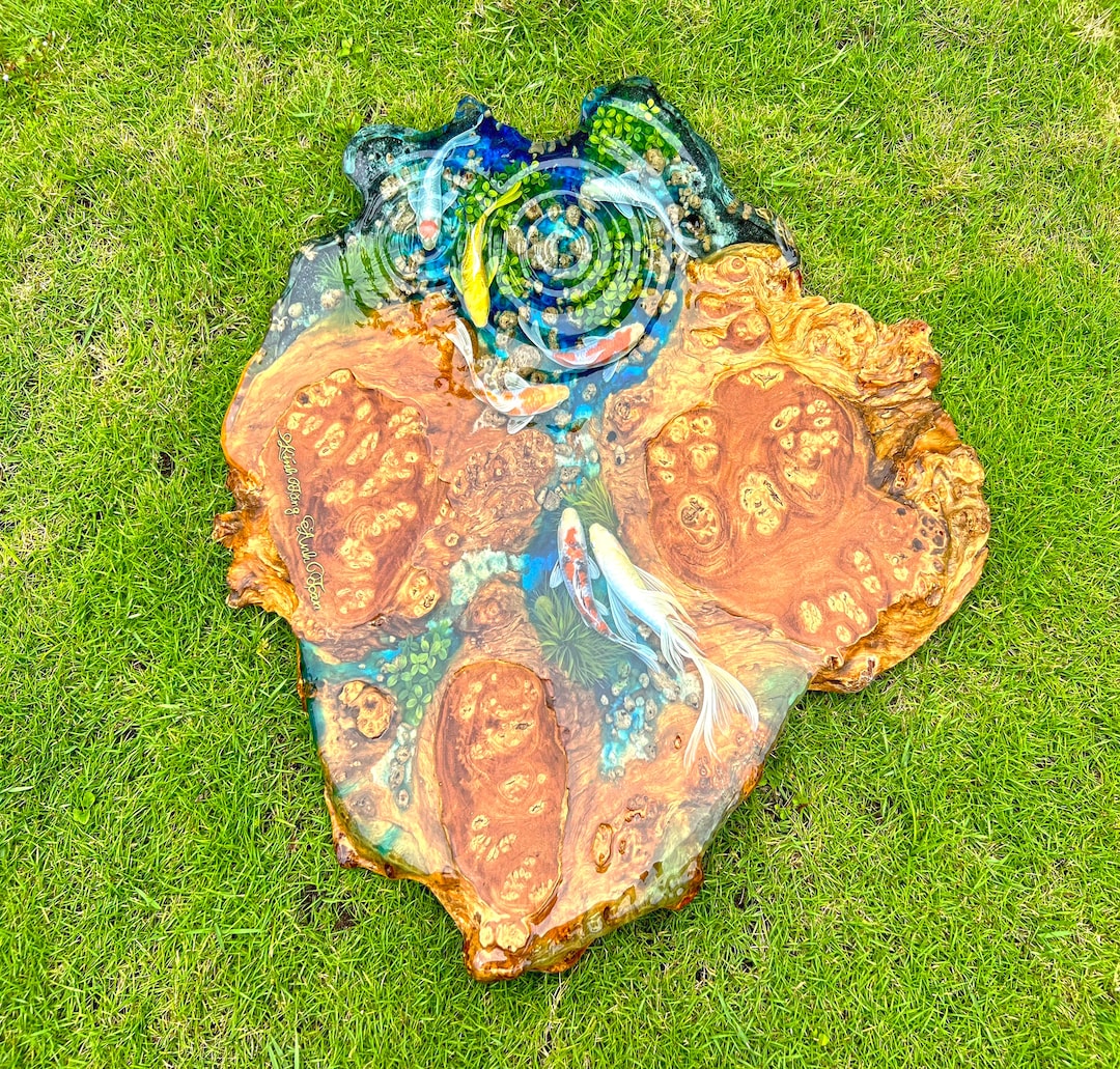 Koi Fish Resin Epoxy Coffee Table , Rectangle Resin Epoxy Coffee Table ...