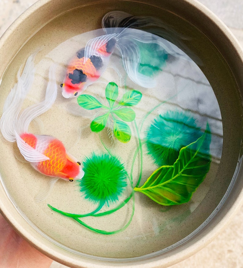 3D Resin Painting Koi Fish Epoxy Resin Art Wooden Nature - Etsy