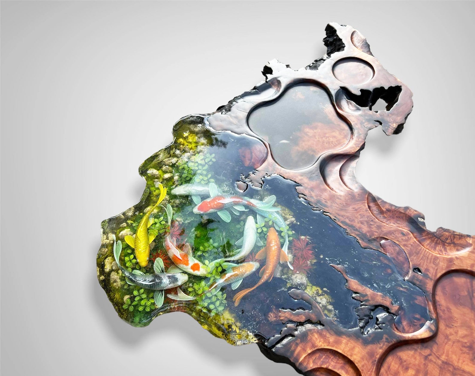 Koi Fish Resin Epoxy Coffee Table Rectangle Resin Epoxy Coffee Table ...