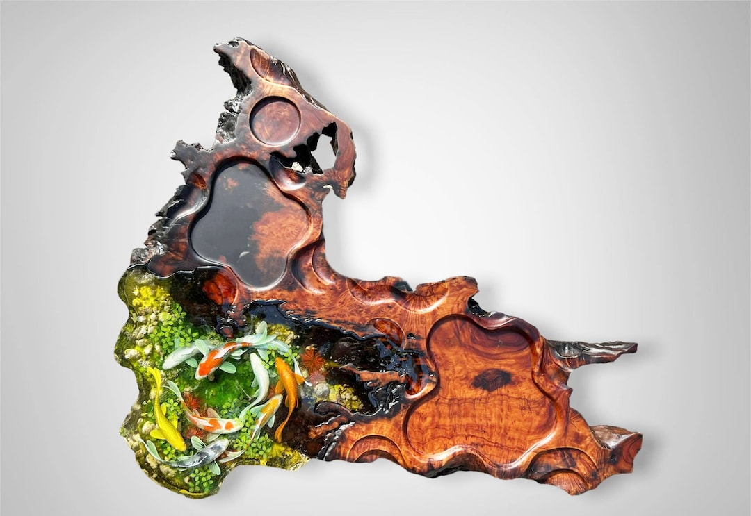 Koi Fish Resin Epoxy Coffee Table | Rectangle Resin Epoxy Coffee Table ...