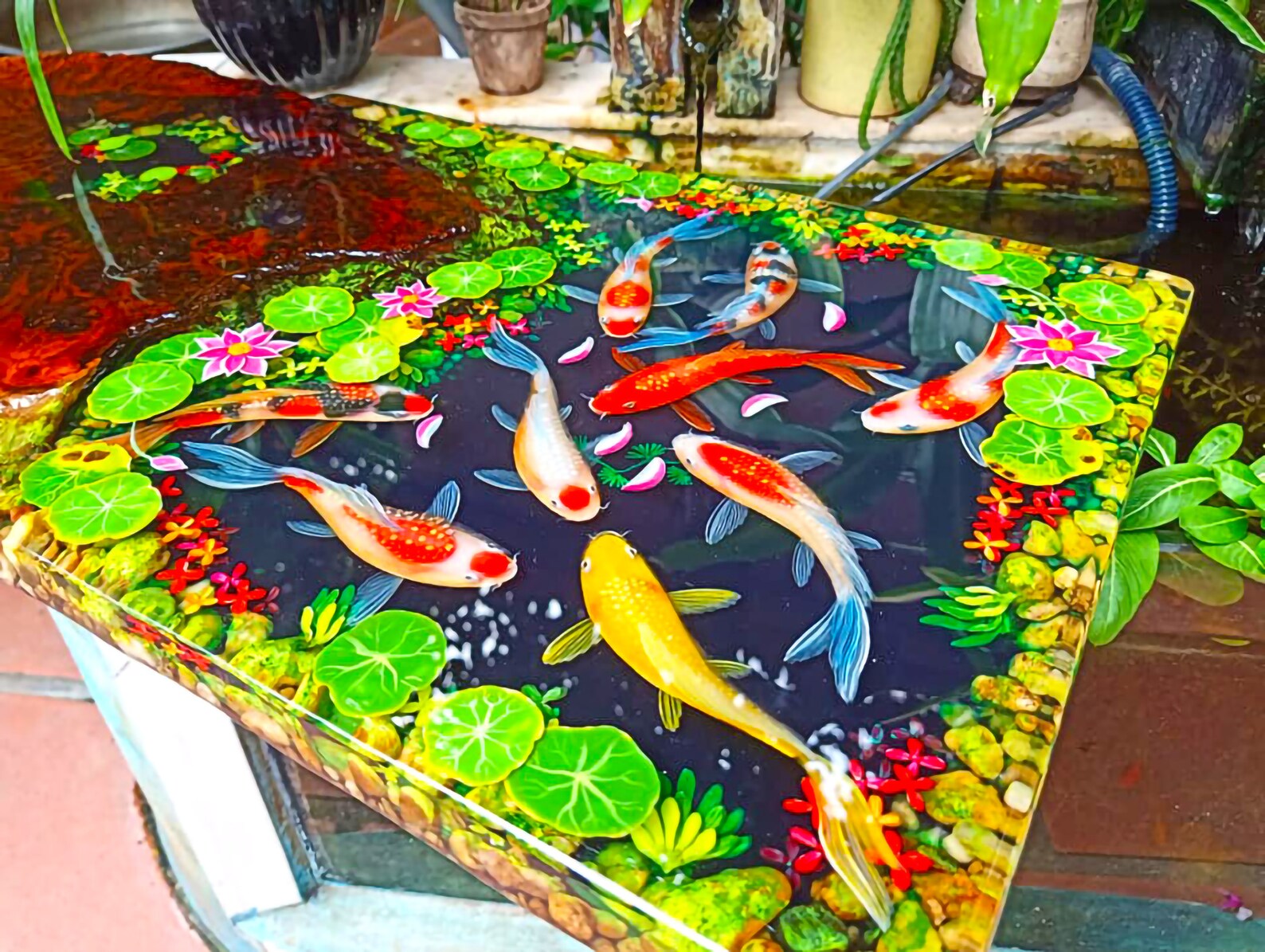 Koi Fish Resin Epoxy Coffee Table Rectangle Resin Epoxy - Etsy