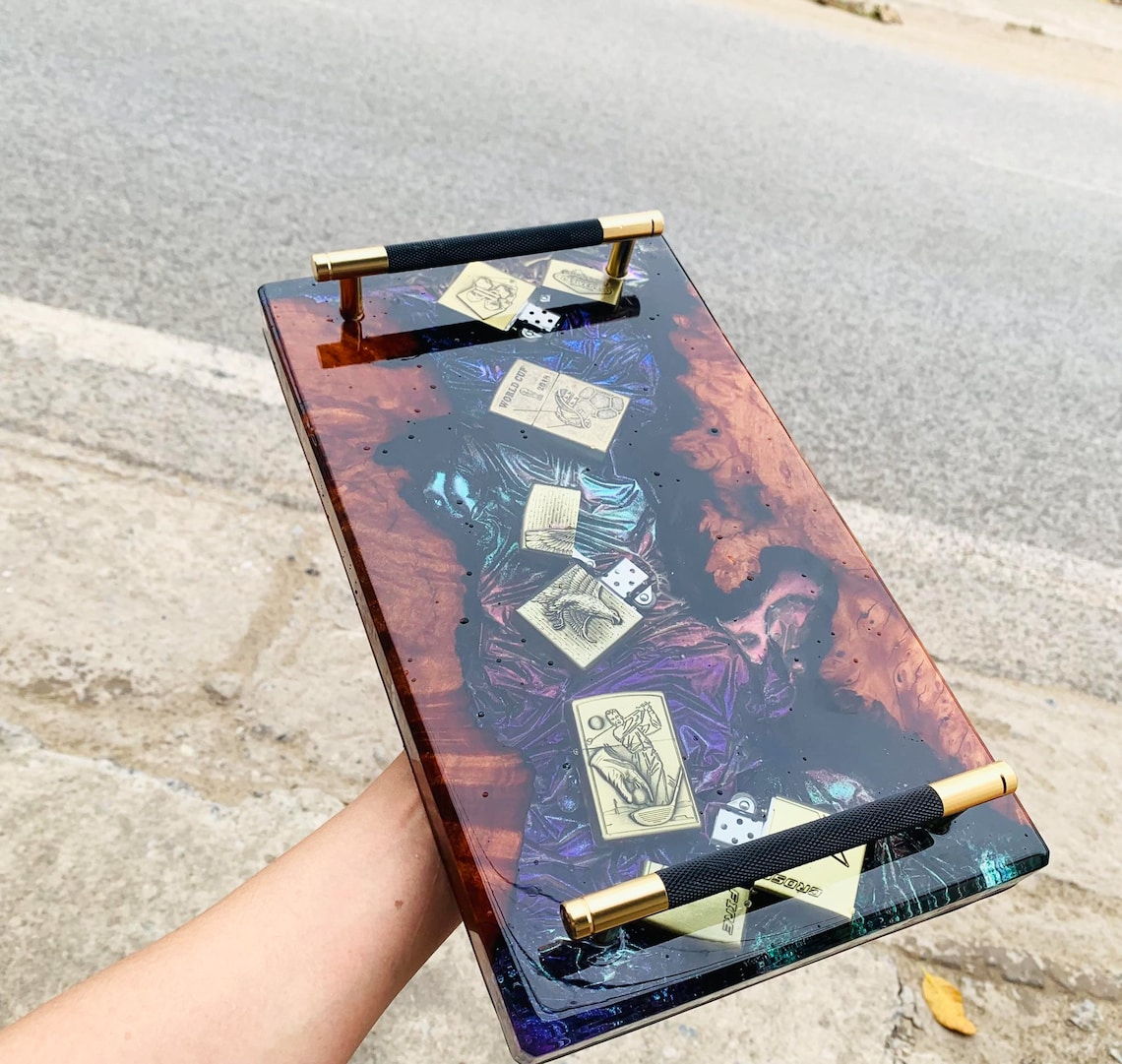 Epoxy Tray With Zippo Handmade Epoxy Tray Resin Handmade - Etsy