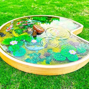 Koi Fish Resin Epoxy Coffee Table | Rectangle Resin Epoxy Coffee Table ...