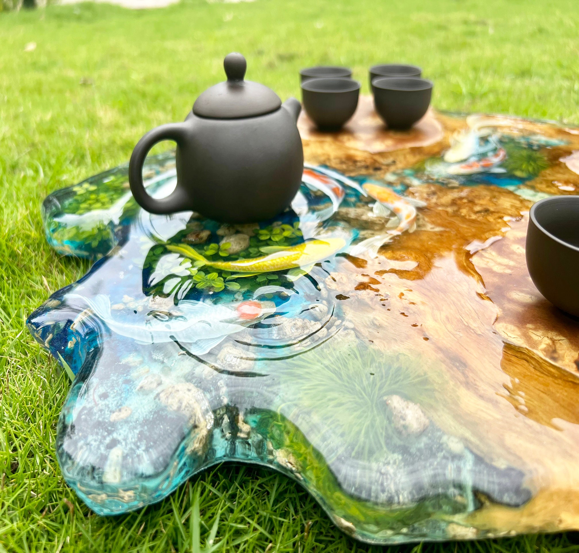 Koi Fish Resin Epoxy Coffee Table Rectangle Resin Epoxy - Etsy