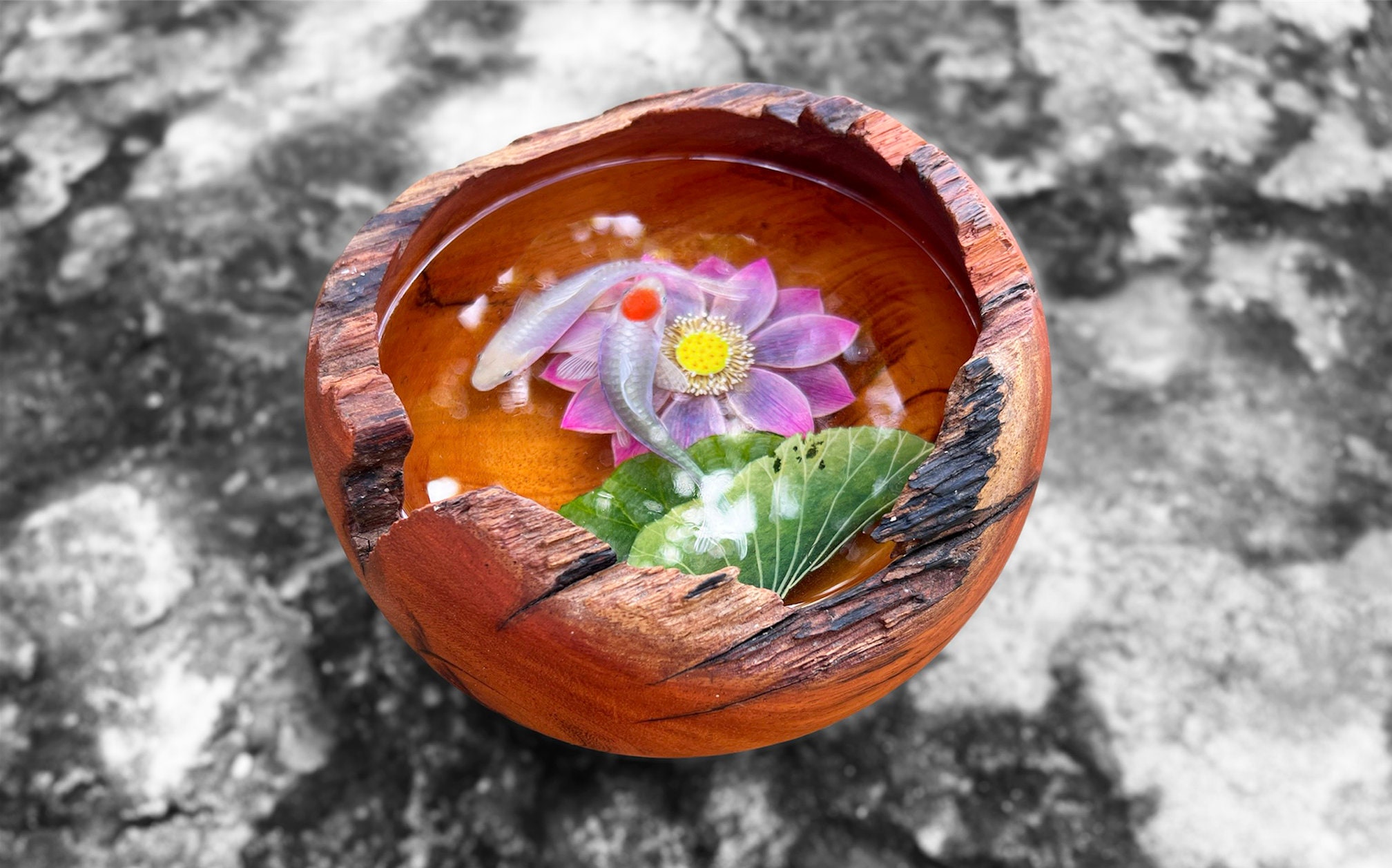 3D Resin Painting Koi Fish Epoxy Resin Art Wooden Nature - Etsy