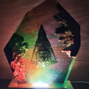 Resin and Wood Space Galaxy Lamp, Space Night Lights, Resin Lamp ...