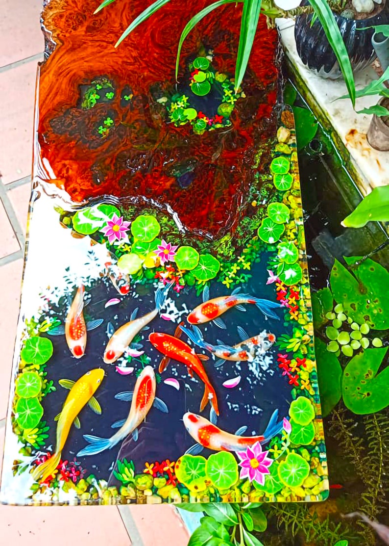 Koi Fish Resin Epoxy Coffee Table Rectangle Resin Epoxy - Etsy