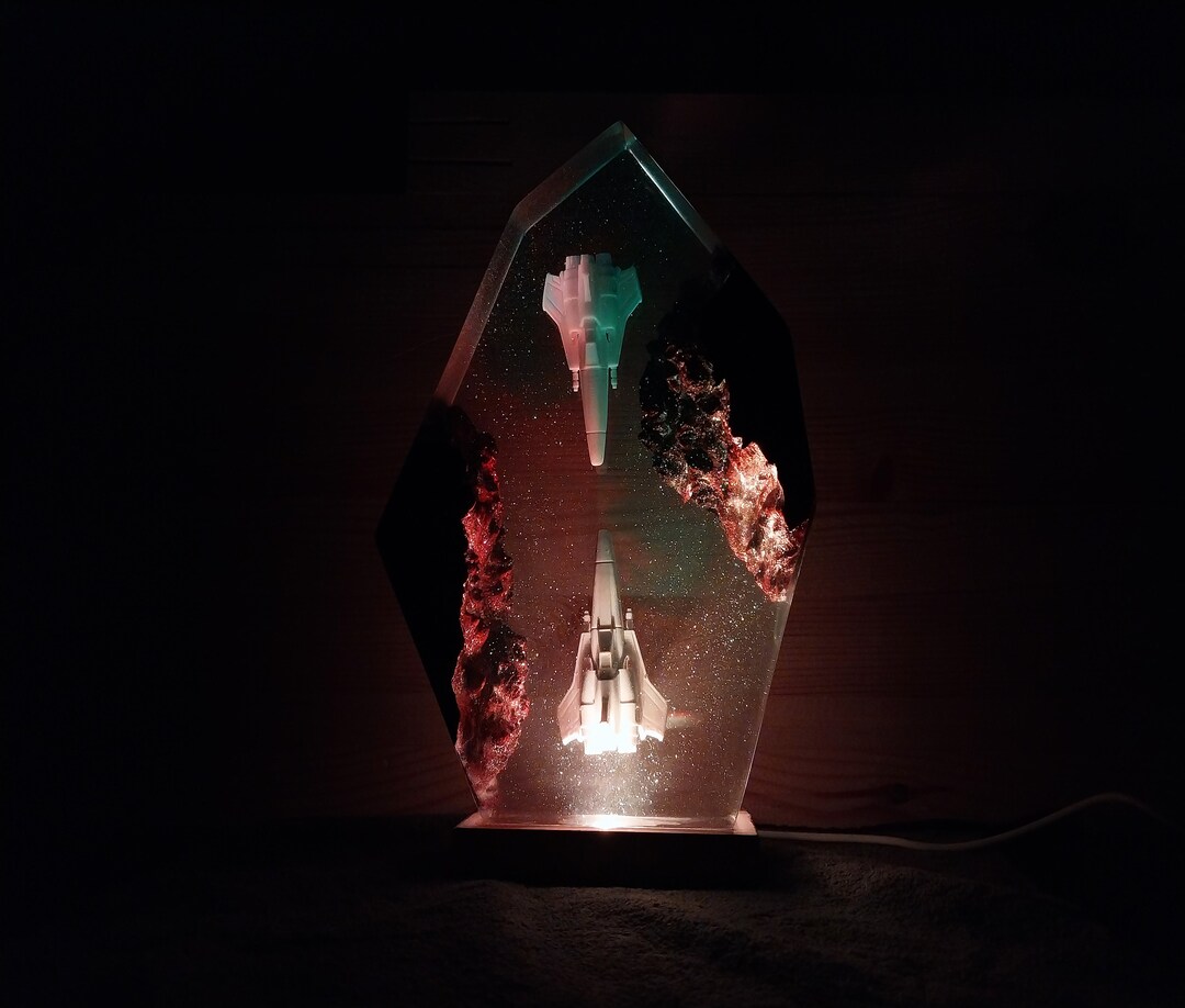 Resin and Wood Space Galaxy Lamp, Space Night Lights, Resin Lamp ...