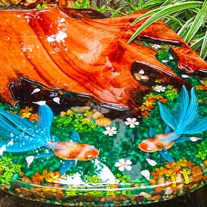 Koi Fish Resin Epoxy Coffee Table | Rectangle Resin Epoxy Coffee Table ...