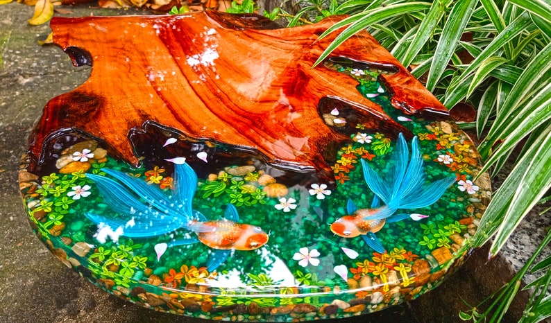 Koi Fish Resin Epoxy Coffee Table Rectangle Resin Epoxy - Etsy