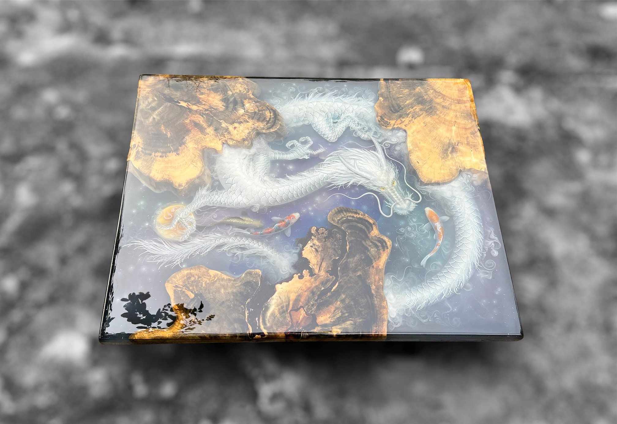 Dragon-koi Fish Resin Epoxy Coffee Table Rectangle Resin - Etsy