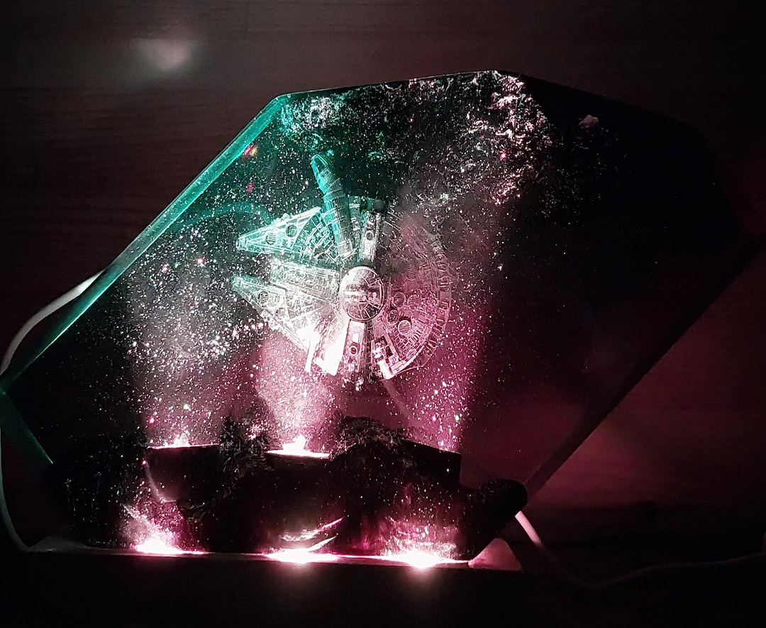 Resin and Wood Space Galaxy Lamp, Space Night Lights, Resin Lamp ...