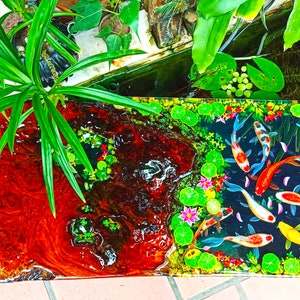 Koi Fish Resin Epoxy Coffee Table | Rectangle Resin Epoxy Coffee Table ...