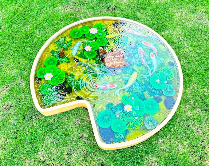 Koi Fish Resin Epoxy Coffee Table | Rectangle Resin Epoxy Coffee Table ...