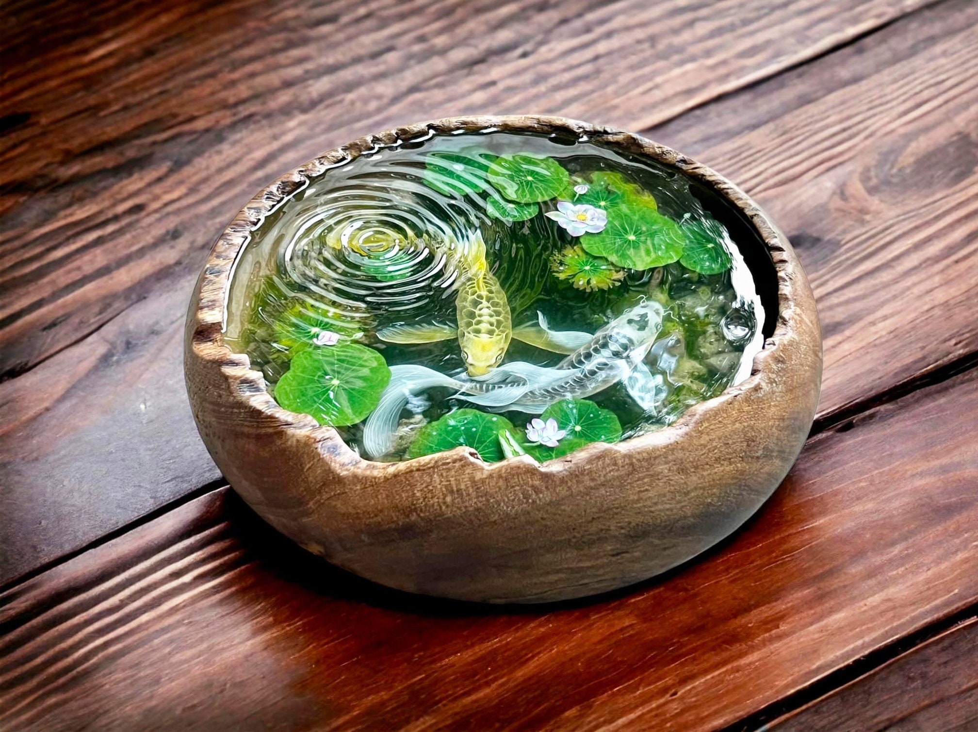 3D Resin Painting Koi Fish Epoxy Resin Art Wooden Nature - Etsy Canada