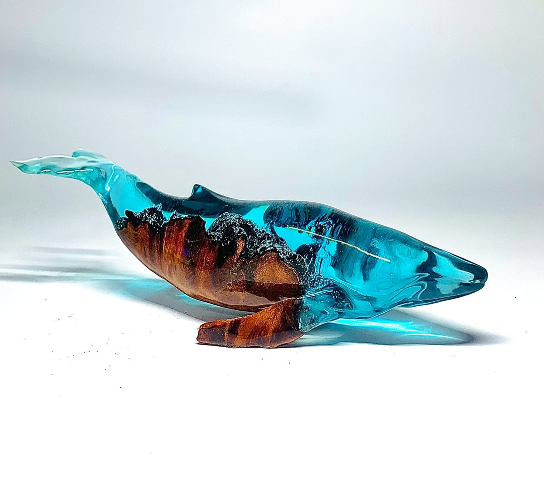 Handmade Resin Whale Sculpture: Wood & Epoxy Art - Etsy