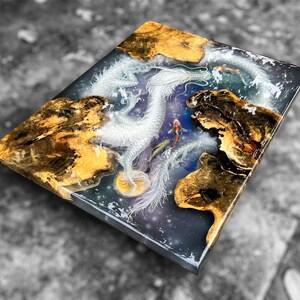 Dragon-koi Fish Resin Epoxy Coffee Table | Rectangle Resin Epoxy Coffee ...