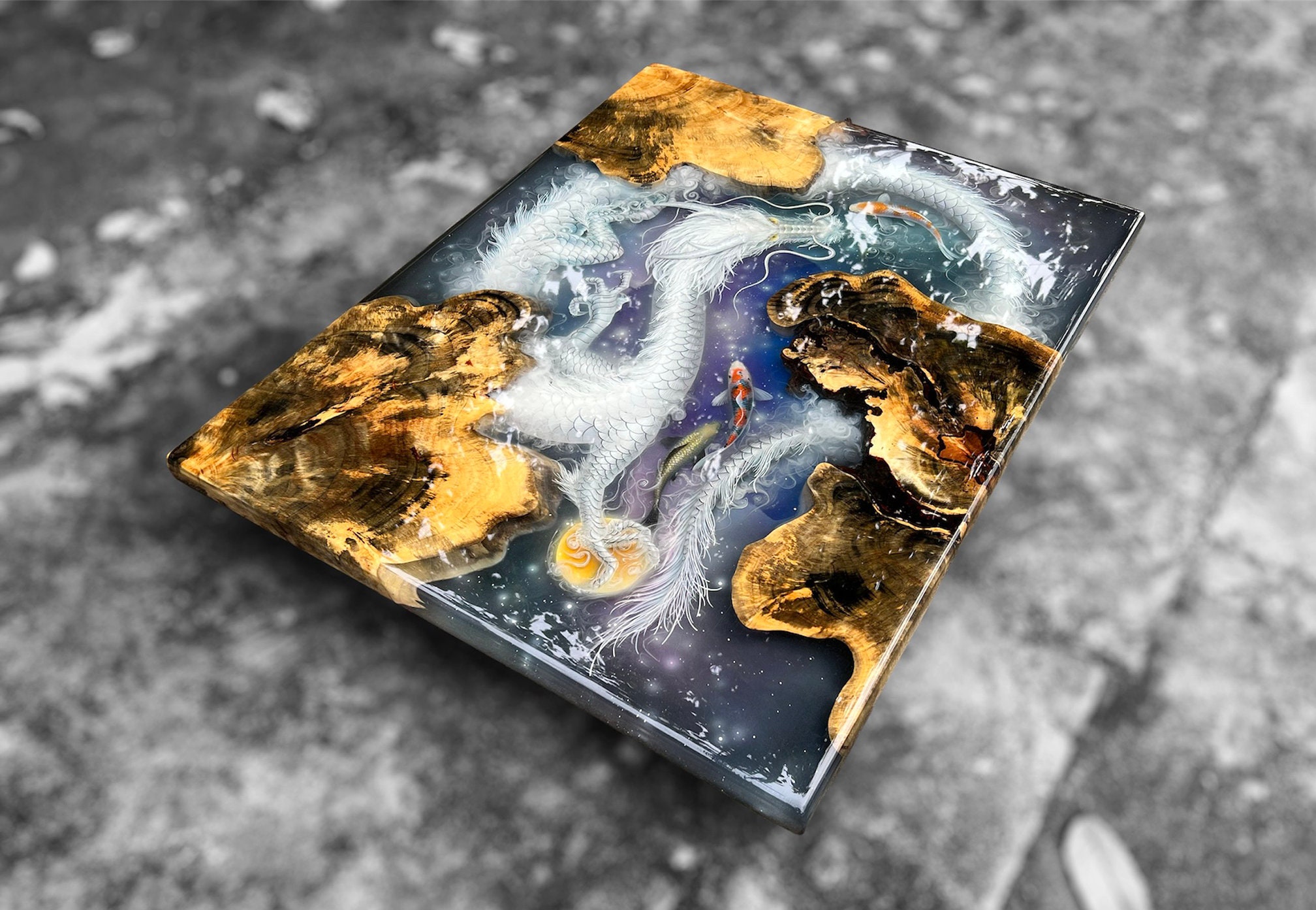 Dragon-koi Fish Resin Epoxy Coffee Table Rectangle Resin - Etsy