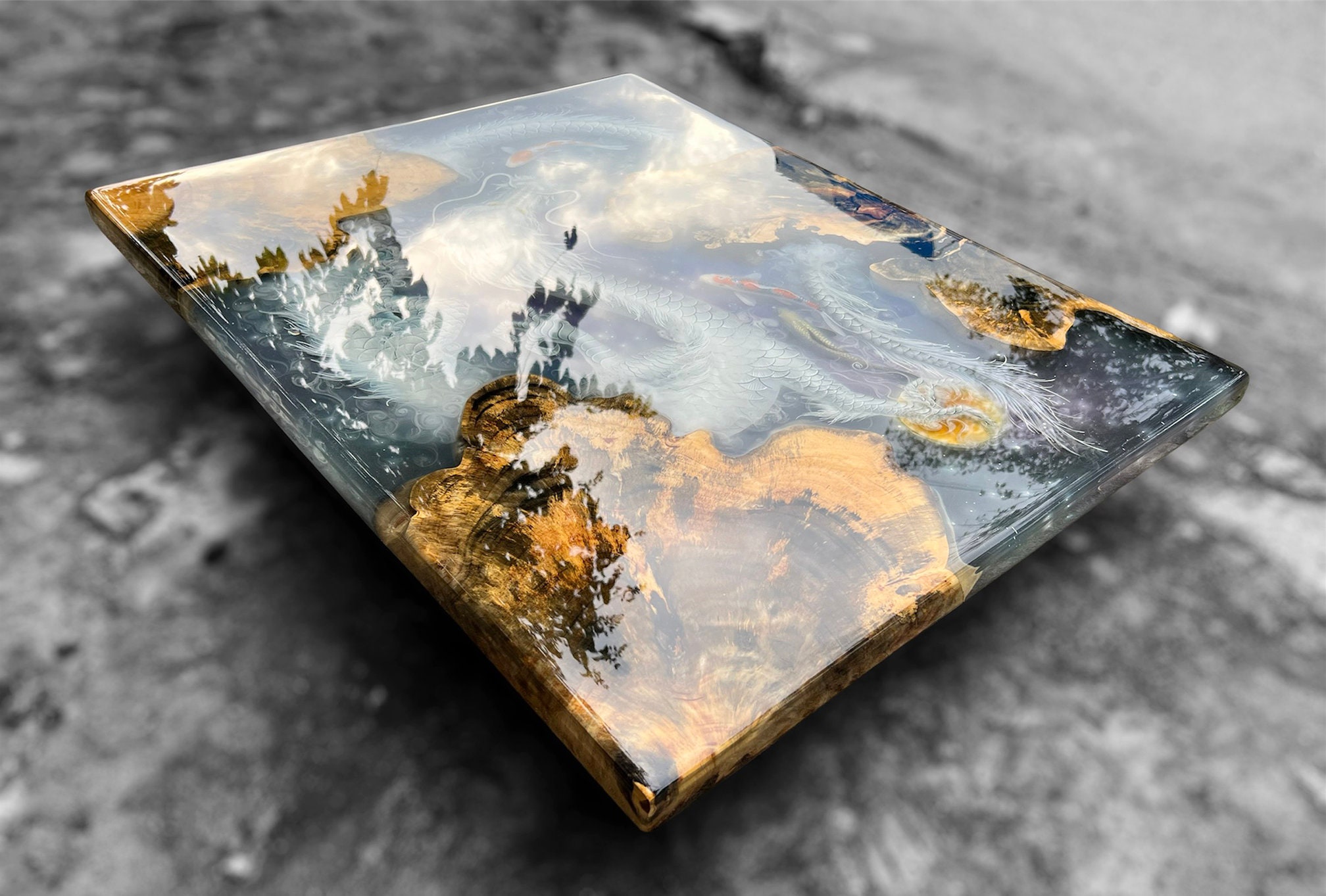 Dragon-koi Fish Resin Epoxy Coffee Table Rectangle Resin - Etsy