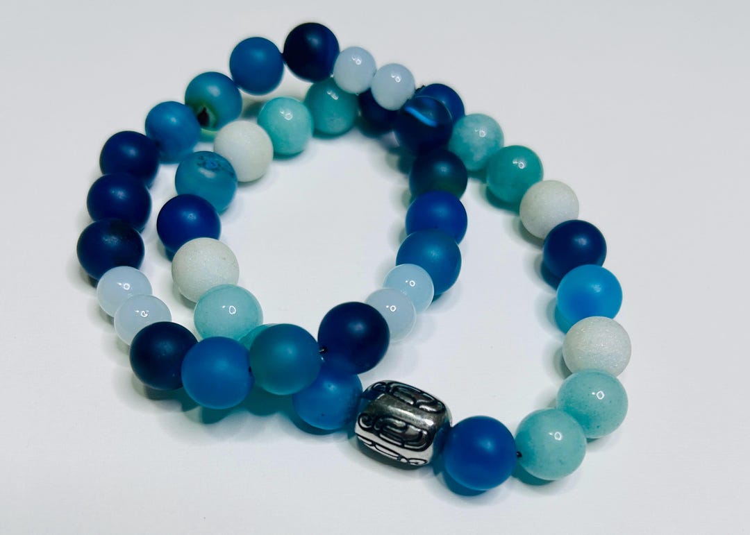 Turquoise Blue Bracelet-ocean Blue Bracelet Gemstone Beaded Bracelets ...