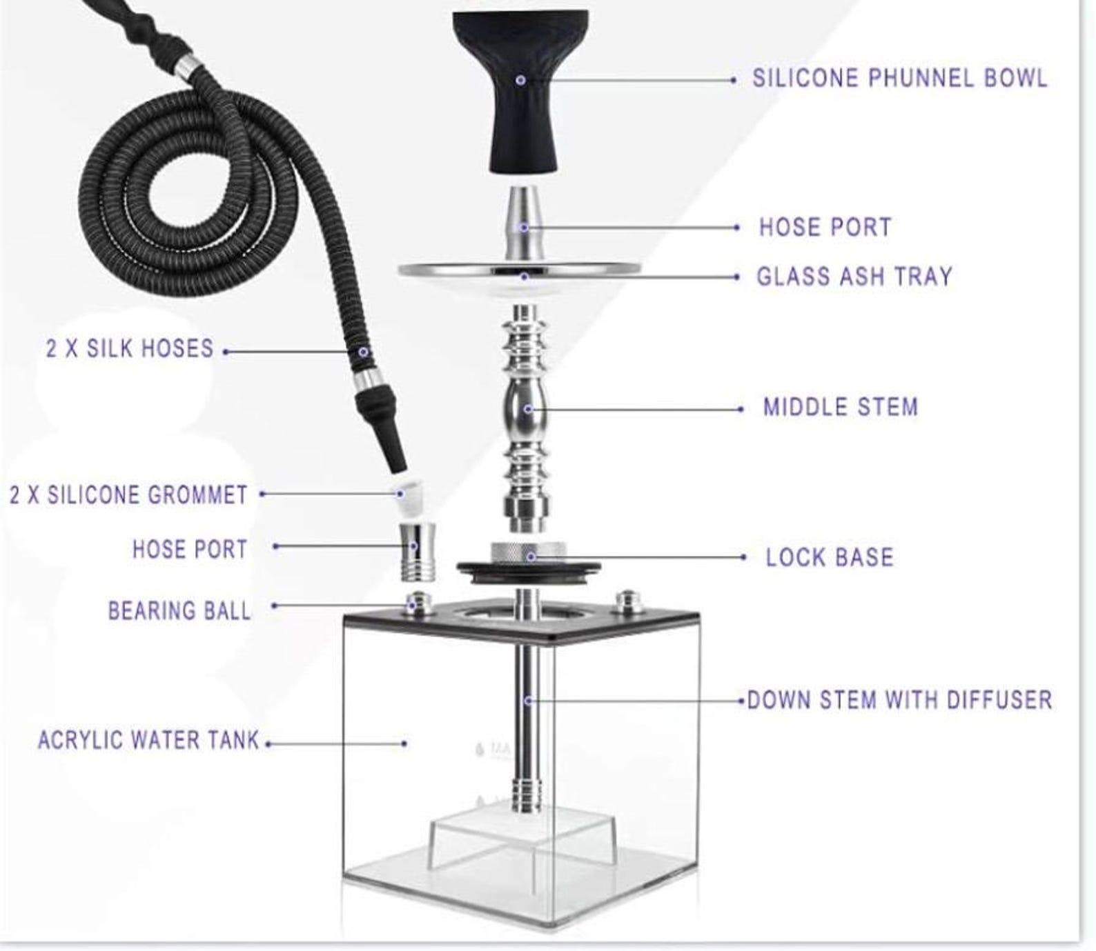 Custom Acrylic Hookah With LED Light - Etsy